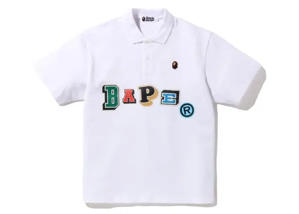 A BATHING APE Fonts Relaxed Fit Polo Shirt - White