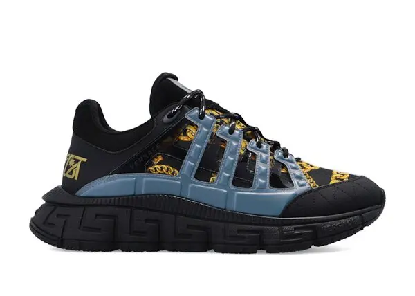 Versace Trigreca Signature Chain Pinstripe Sneakers