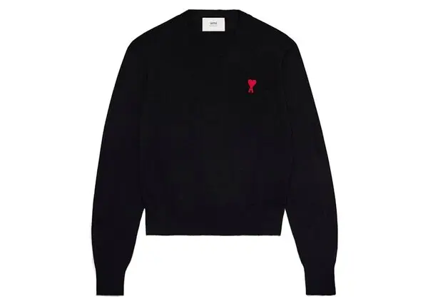 Ami De Coeur Embroidery Crewneck Sweatshirt - Black