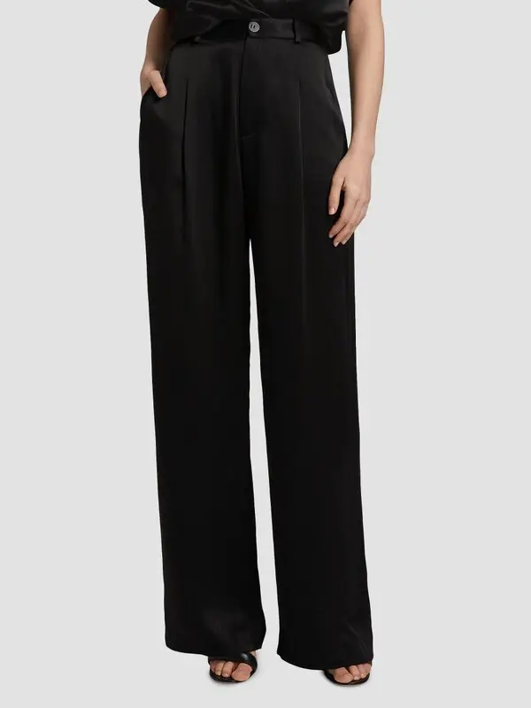 Lapointe Satin Pleated Straight-leg Pants