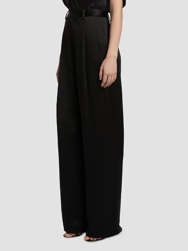 Lapointe Satin Pleated Straight-leg Pants