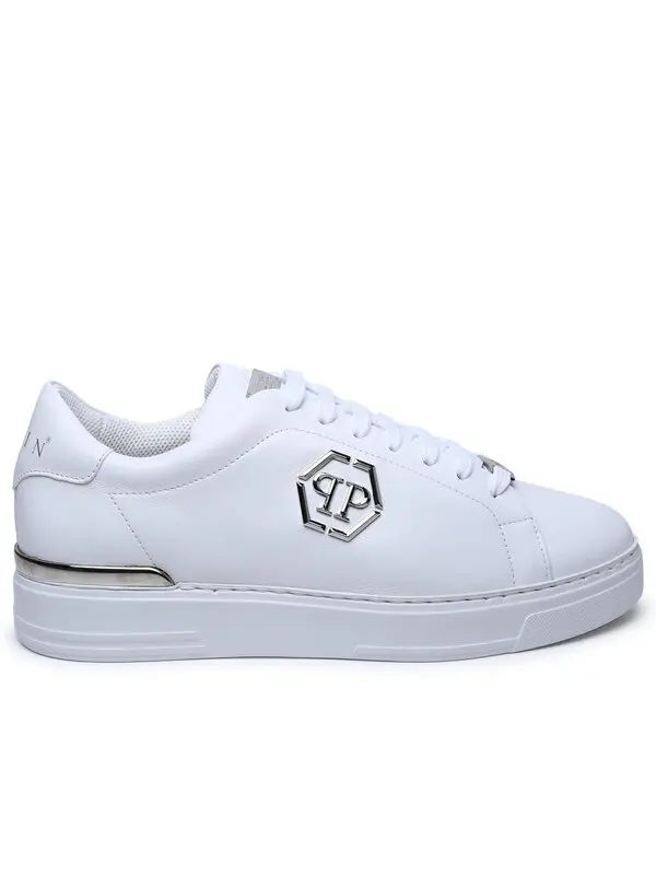 Philipp Plein Hexagon Leather Sneakers - White