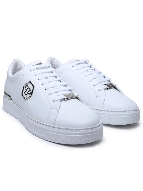 Philipp Plein Hexagon Leather Sneakers - White