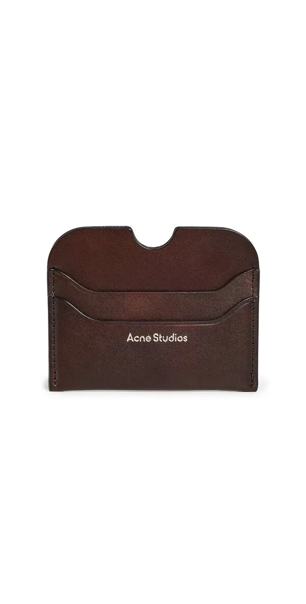 Acne Studios Elmas Aged Leather Card Case - Dark Brown