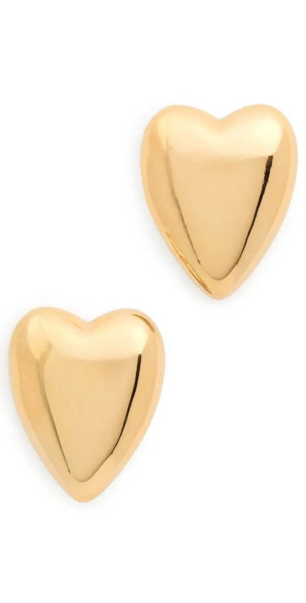 BY ADINA EDEN Solid Puffy Heart Stud Earrings - Gold