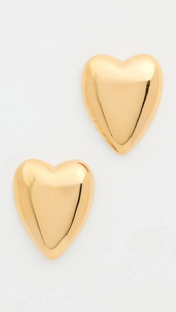 ADINA EDEN Solid Puffy Heart Stud Earrings - Gold