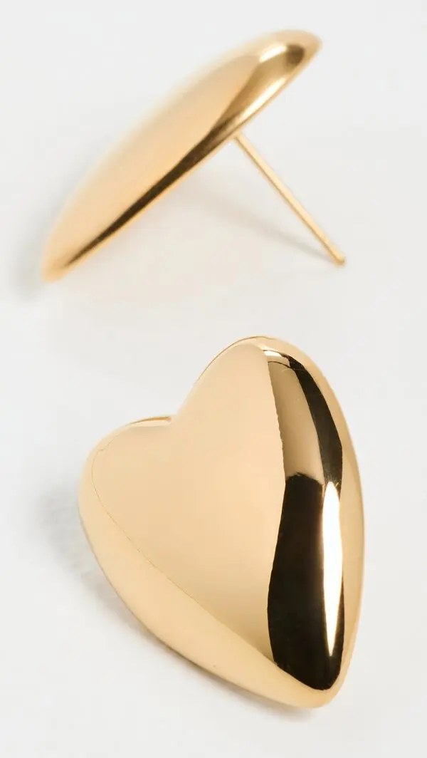 ADINA EDEN Solid Puffy Heart Stud Earrings - Gold