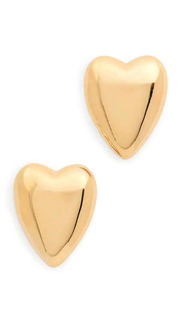 ADINA EDEN Solid Puffy Heart Stud Earrings - Gold