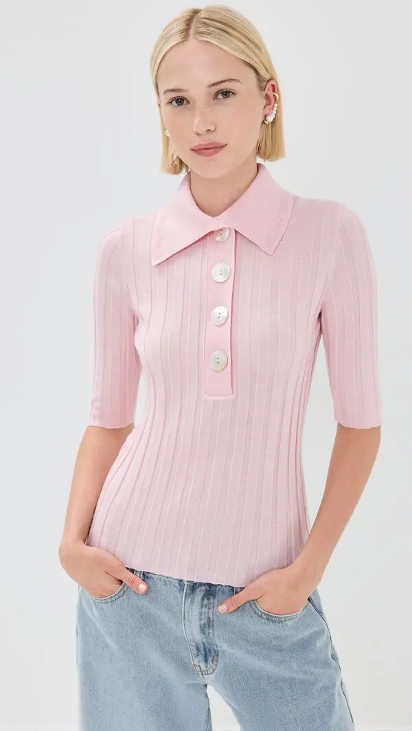 NACKIYE Sugarman Knit Polo - Rose
