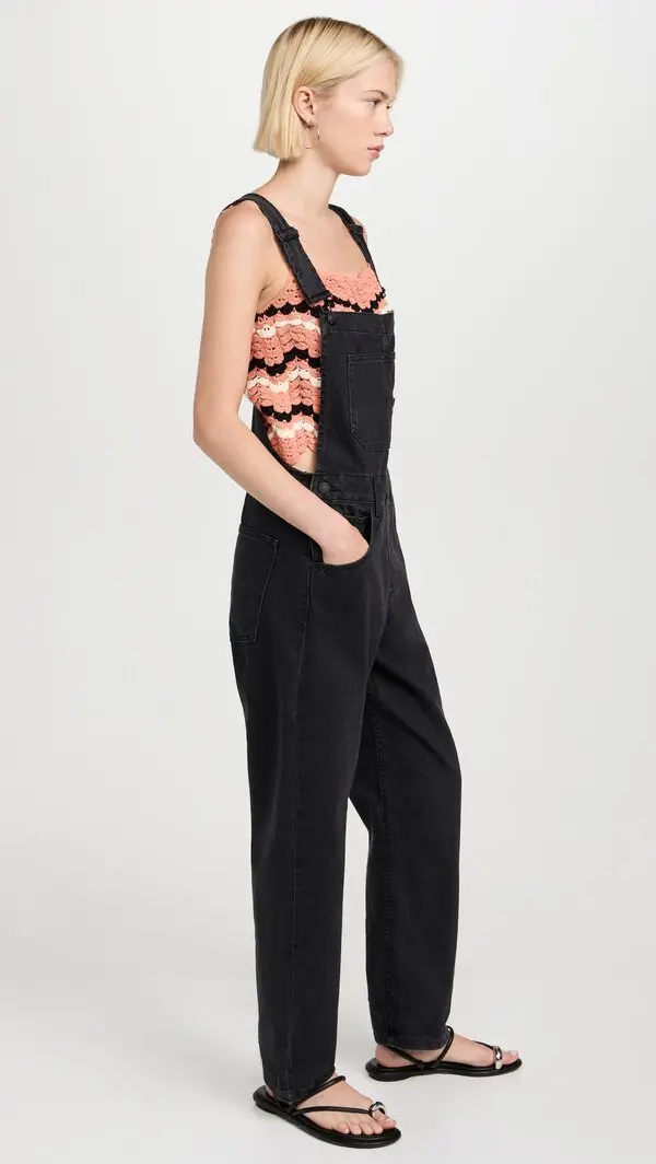 Free People Ziggy Denim Overalls - Mineral Black