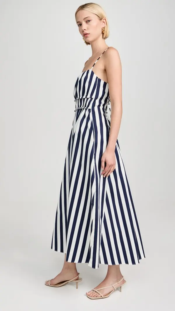 English Factory Stripe Sleeveless Maxi Dress