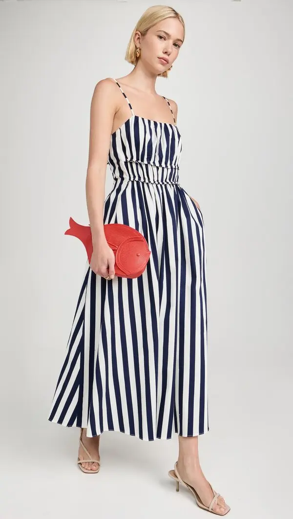 English Factory Stripe Sleeveless Maxi Dress