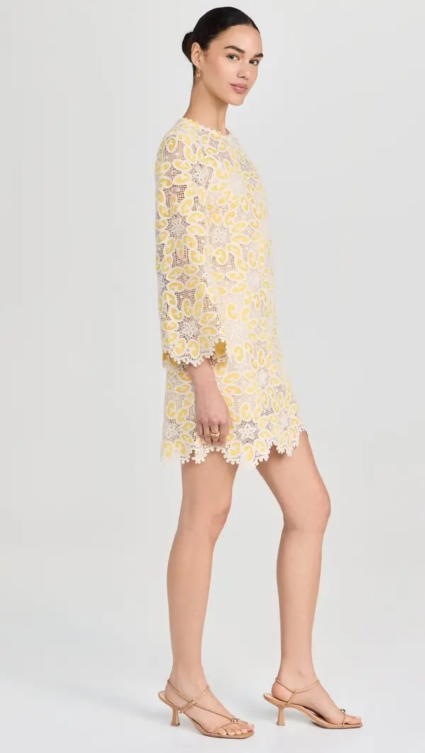 Zimmermann Golden Lace Mini Dress In Cream/Yellow - 40% Off | Editorialist