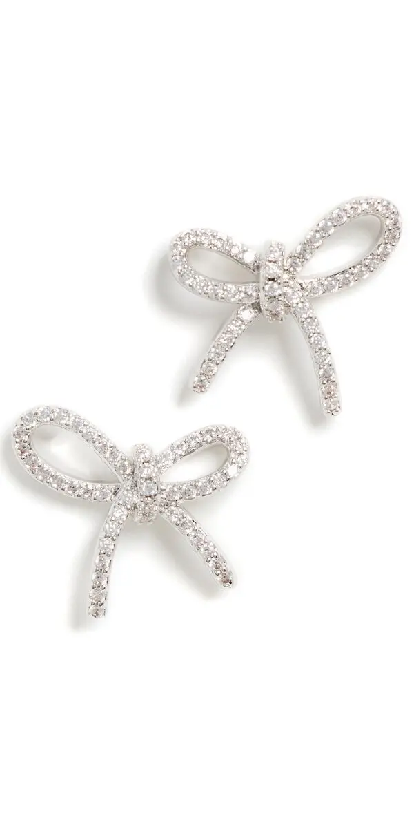 BY ADINA EDEN Pave Bow Tie Stud Earrings - Silver