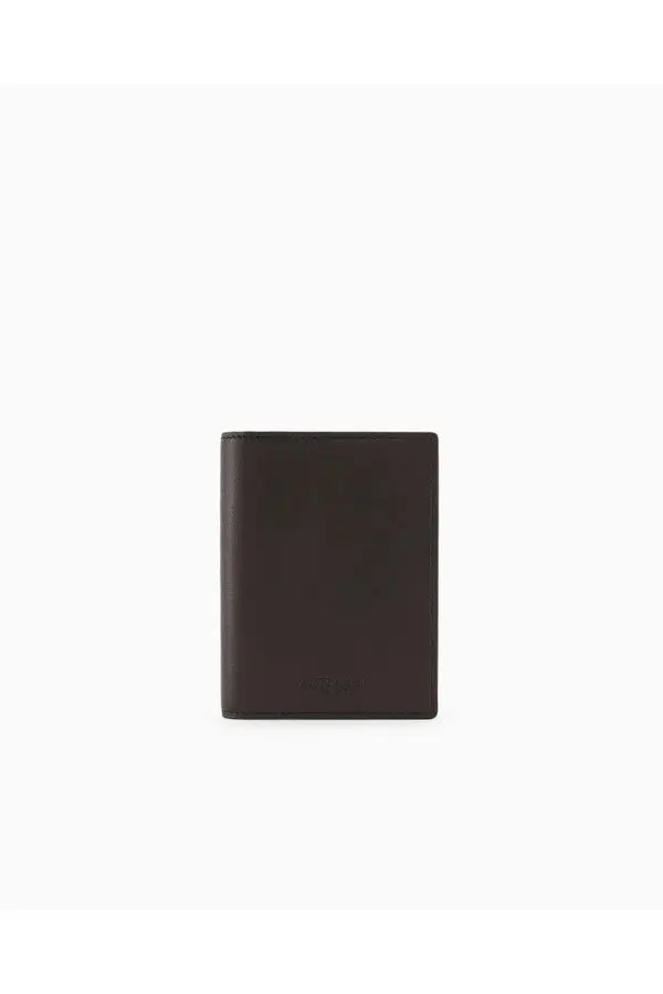 Giorgio Armani Nappa Leather Bifold Passport Holder - Black