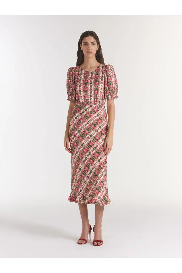 Saloni Vida-D Dress In Java Lace Blush - Stripe | Editorialist