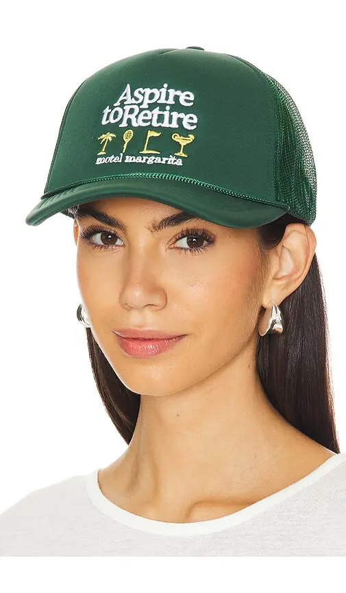 MOTEL MARGARITA Aspire To Retire Trucker Hat - Forest