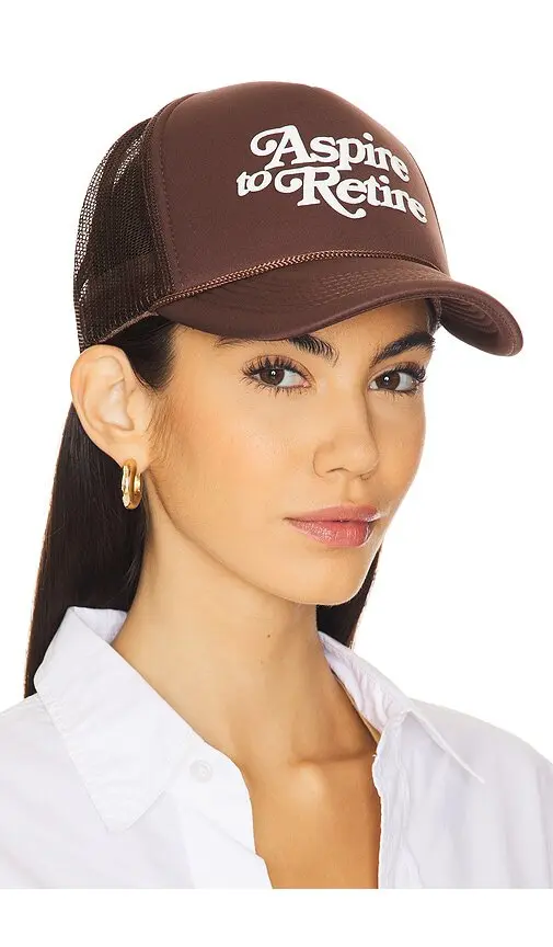 MOTEL MARGARITA Aspire Script Trucker Hat In Brown - Espresso