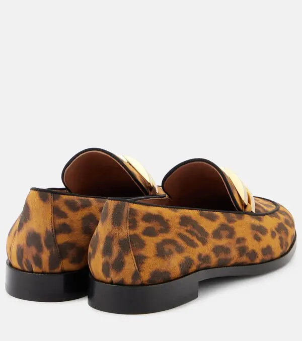 AQUAZZURA Brandi Leopard-print Leather Loafers - Orange