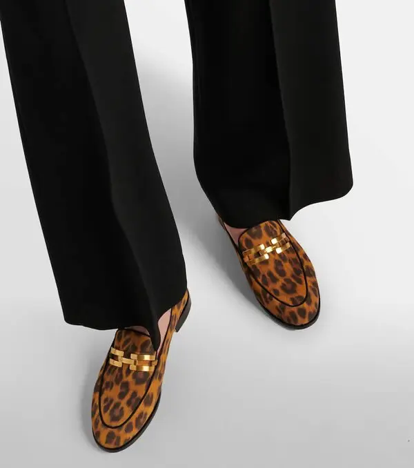 AQUAZZURA Brandi Leopard-print Leather Loafers - Orange