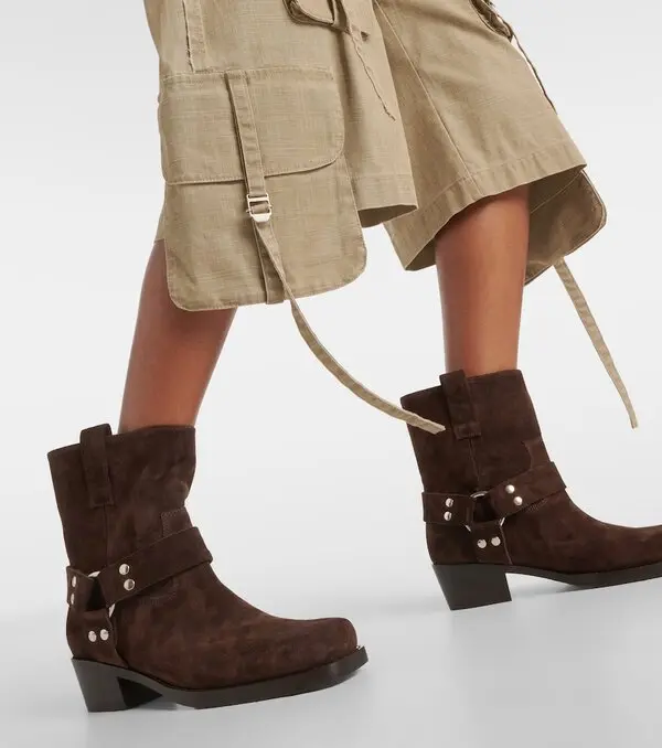 Paris Texas Roxy 45 Suede Biker Boots - Brown