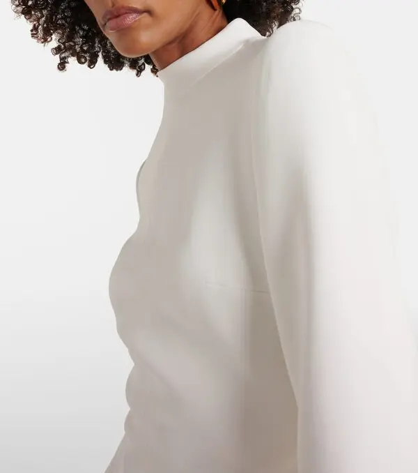David Koma Bridal Feather-trimmed Cady Midi Dress