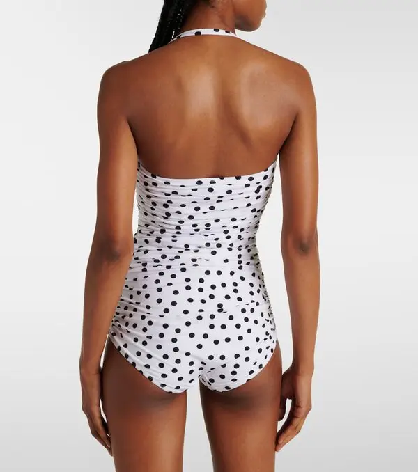 Dolce & Gabbana Polka-dot Halterneck Swimsuit - White