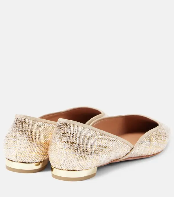 AQUAZZURA Maia Canvas Ballet Flats - Gold
