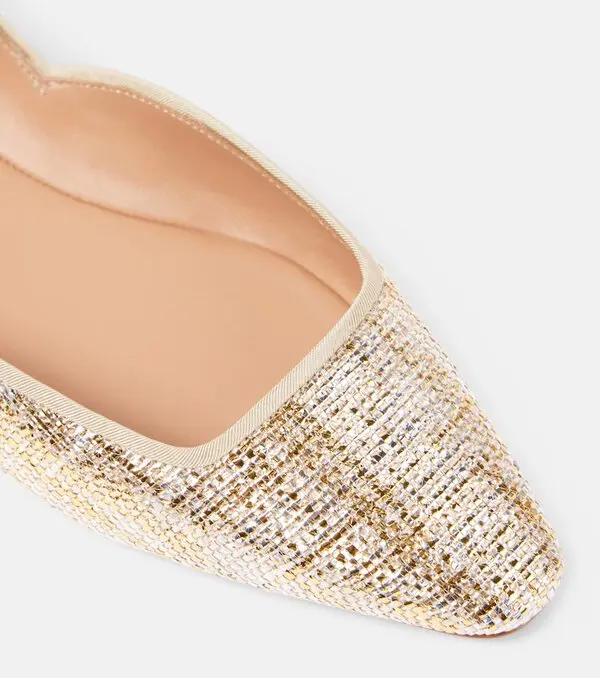 AQUAZZURA Maia Canvas Ballet Flats - Gold