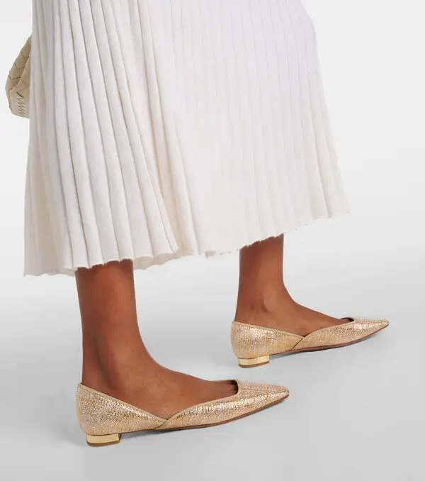 AQUAZZURA Maia Canvas Ballet Flats - Gold