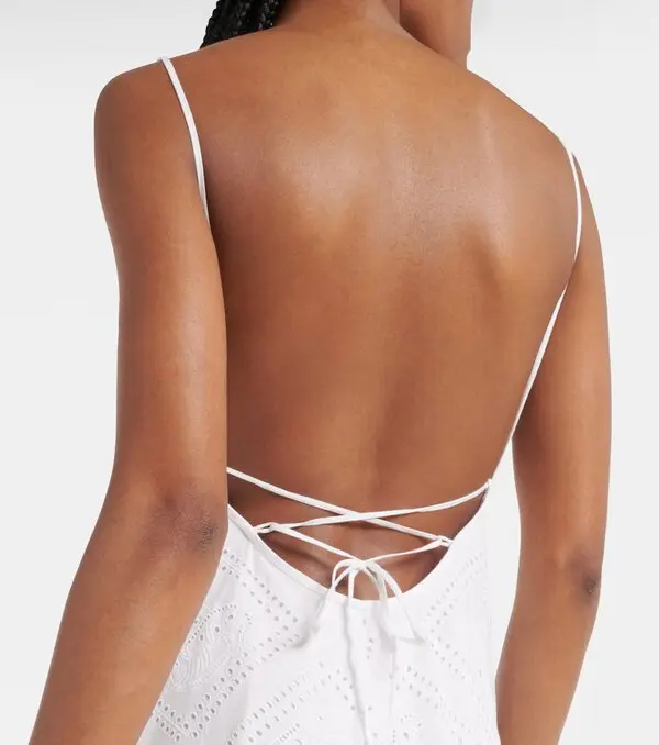 Tory Burch Embroidered Cotton Midi Dress - White | Editorialist