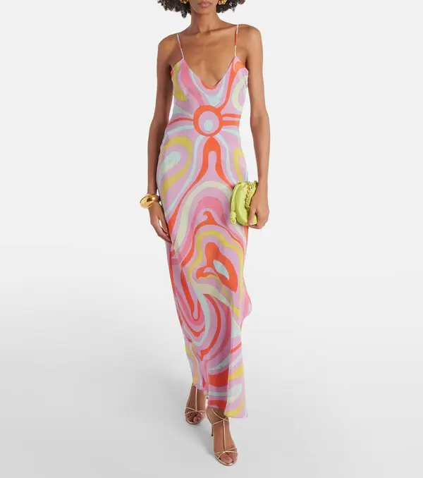 Emilio Pucci Marmo Silk Slip Dress - Pink