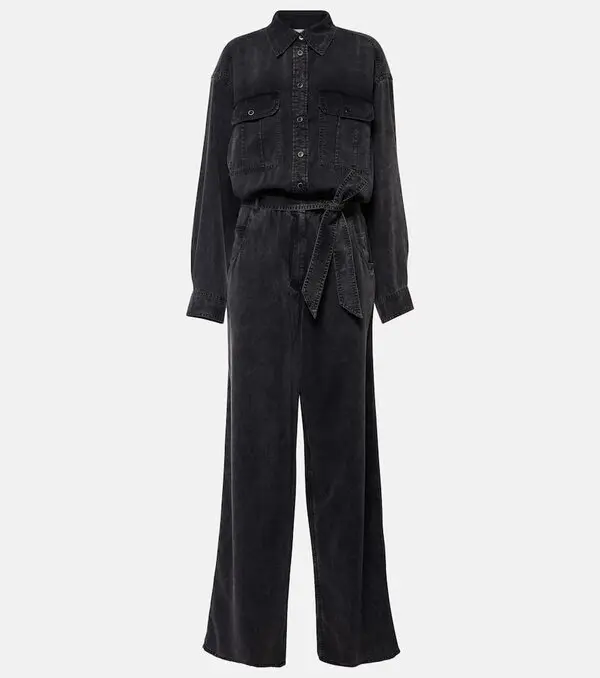 MARANT ETOILE Belted Denim Jumpsuit - Black