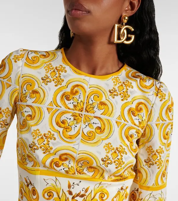 Dolce & Gabbana Majolica Print Silk-blend Charmeuse Midi Dress