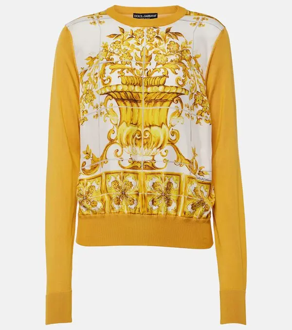 Dolce & Gabbana Majolica Silk Sweater - Gold