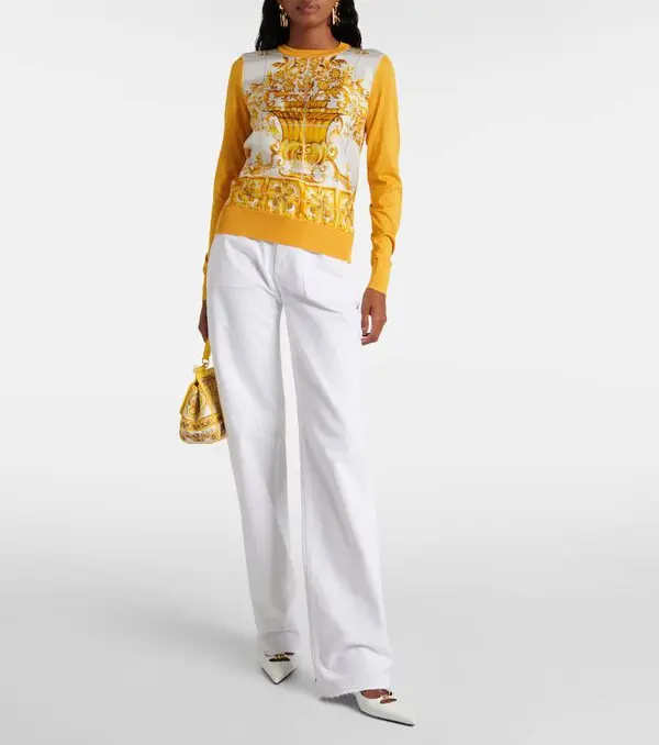 Dolce & Gabbana Majolica Silk Sweater - Gold