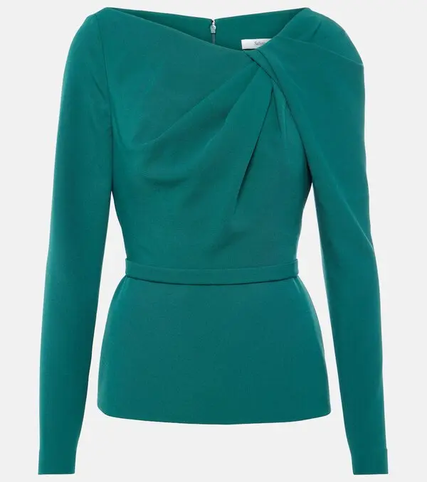 Safiyaa Manya Gathered Crêpe Top - Green