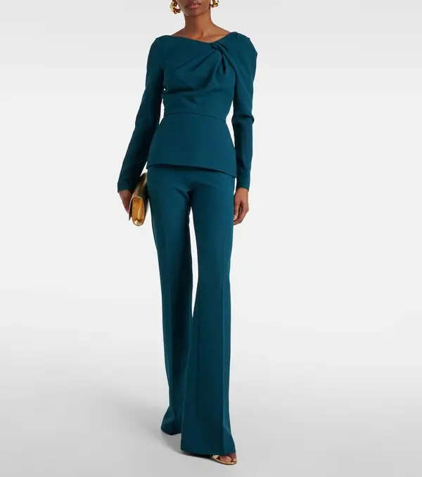 Safiyaa Manya Gathered Crêpe Top - Green