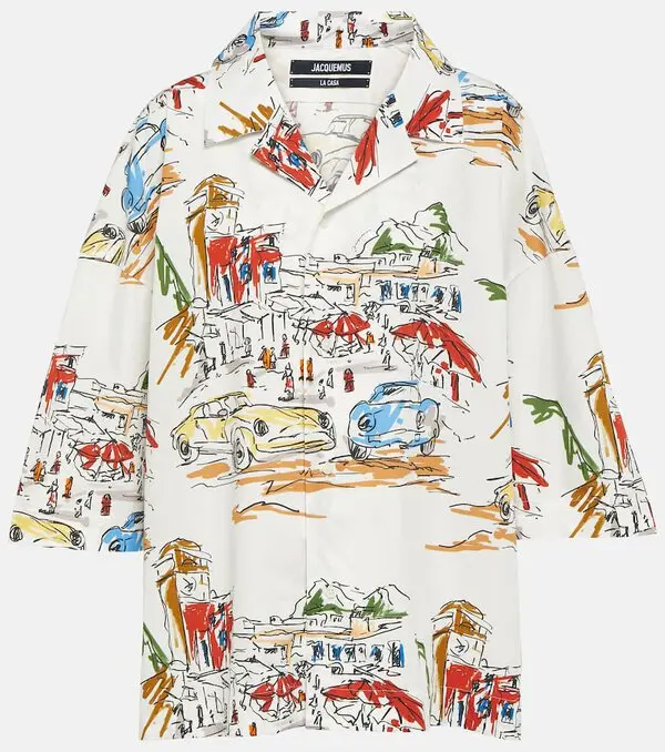 Jacquemus Casaco Printed Cotton Bowling Shirt - White