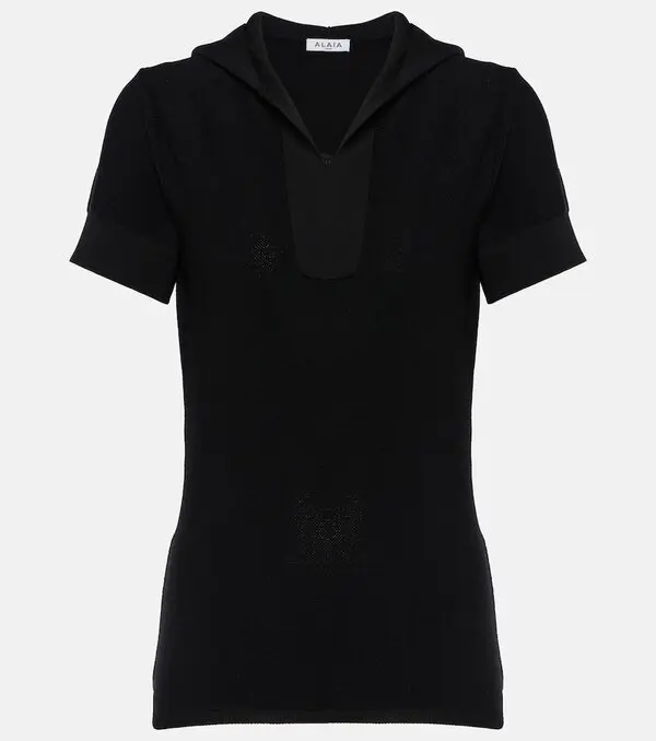 Alaïa Cropped Knit Top - Black