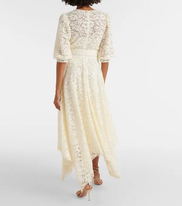 costarellos lace midi dress Belted lace midi dress in blue - Costarellos
