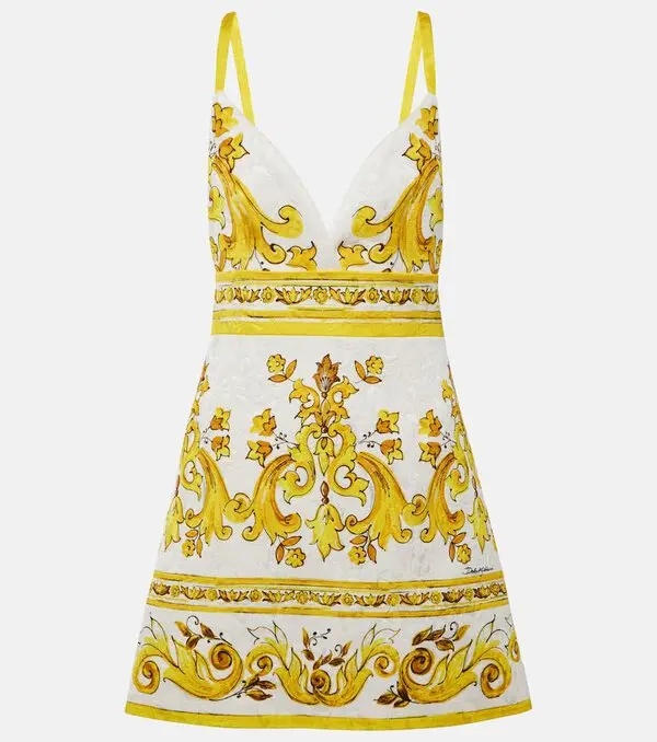 Dolce & Gabbana Majolica Cotton-blend Brocade Minidress - Multicoloured