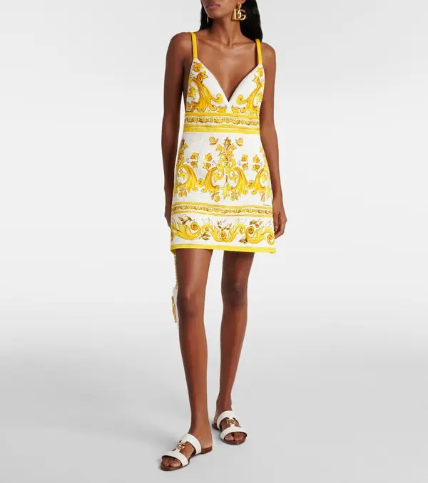 Dolce & Gabbana Majolica Cotton-blend Brocade Minidress - Multicoloured