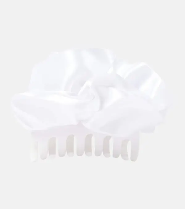 JENNIFER BEHR Ruffled Silk-blend Satin Hair Clip - White