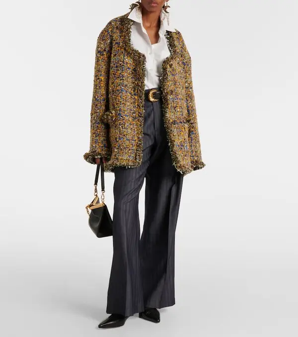Etro Pleated Wool-blend Wide-leg Trousers - Blue
