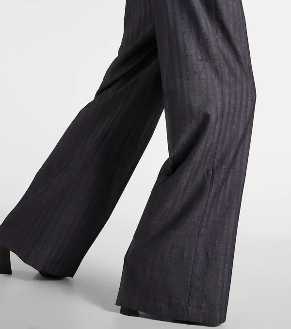 Etro Pleated Wool-blend Wide-leg Trousers