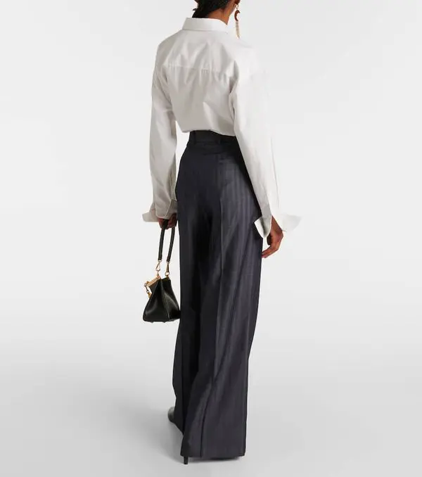 Etro Pleated Wool-blend Wide-leg Trousers - Blue