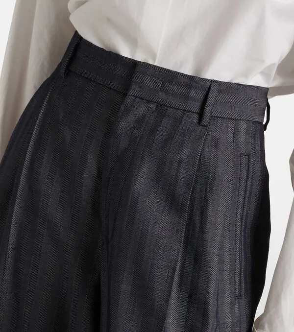 Etro Pleated Wool-blend Wide-leg Trousers - Blue