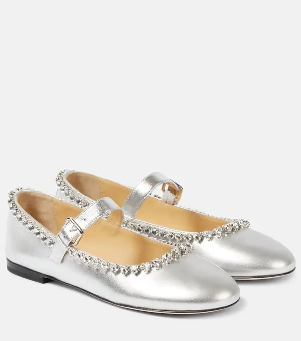 Mach & Mach Audrey Leather Ballerinas - Silver