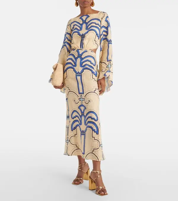 Johanna Ortiz Linen Midi Dress
